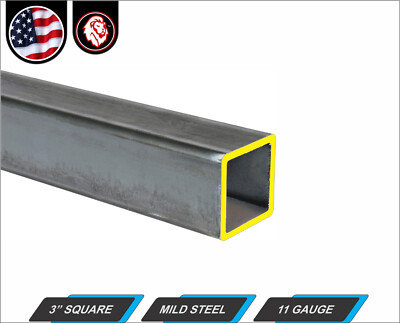 3" Square Metal Tube - Mild Steel - 11 gauge - ERW - 36" inch long (3 ...