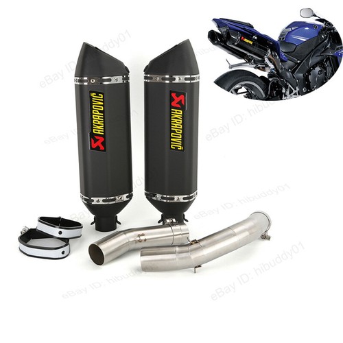 For Yamaha YZF R1 2009-2014 Exhaust Tips Middle Pipe Black Muffler ...