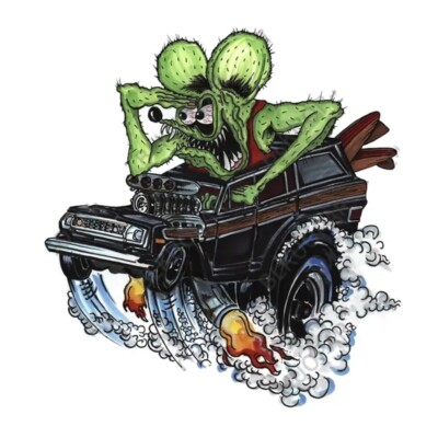 🔥 5” Rat Fink Hot Rod Die-Cut Vinyl STICKER Decal Ed Big Daddy Roth ...