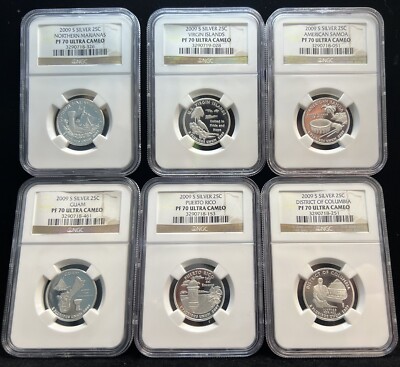 2009 S PROOF SILVER 6 COIN TERRITORIES & DC QUARTER SET NGC PF70 ULTRA ...