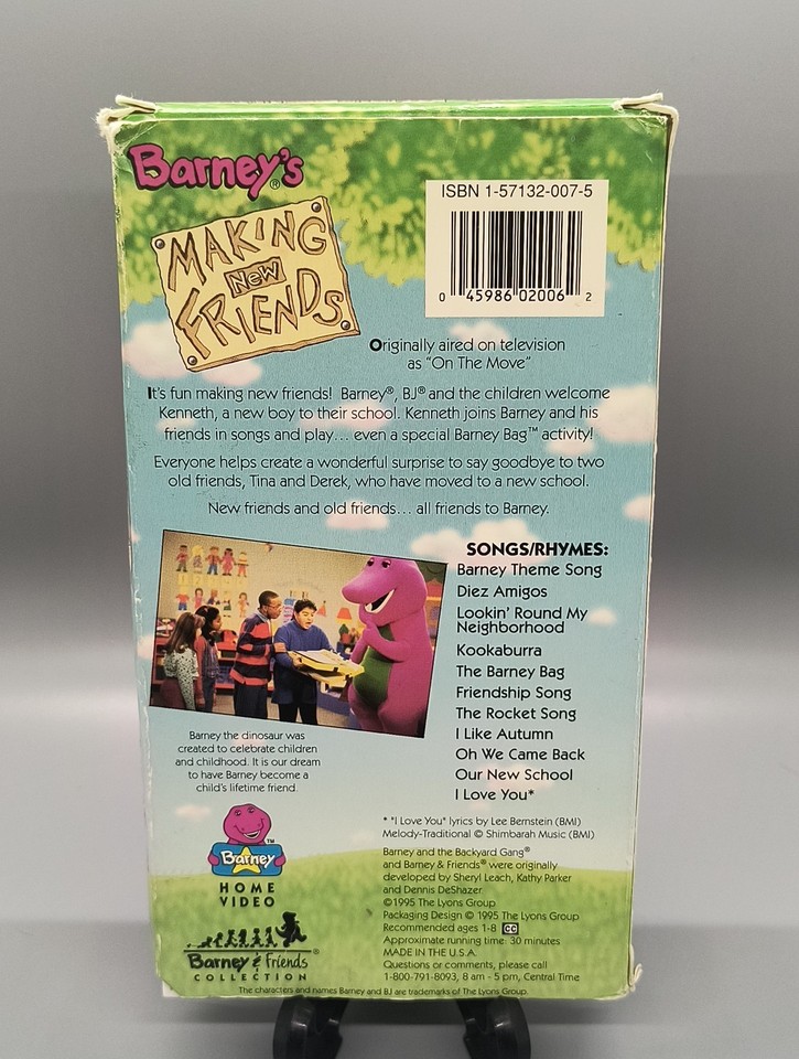 Barney Making New Friends VHS 1995 Video Tape Classic PBS Kids Cartoon ...