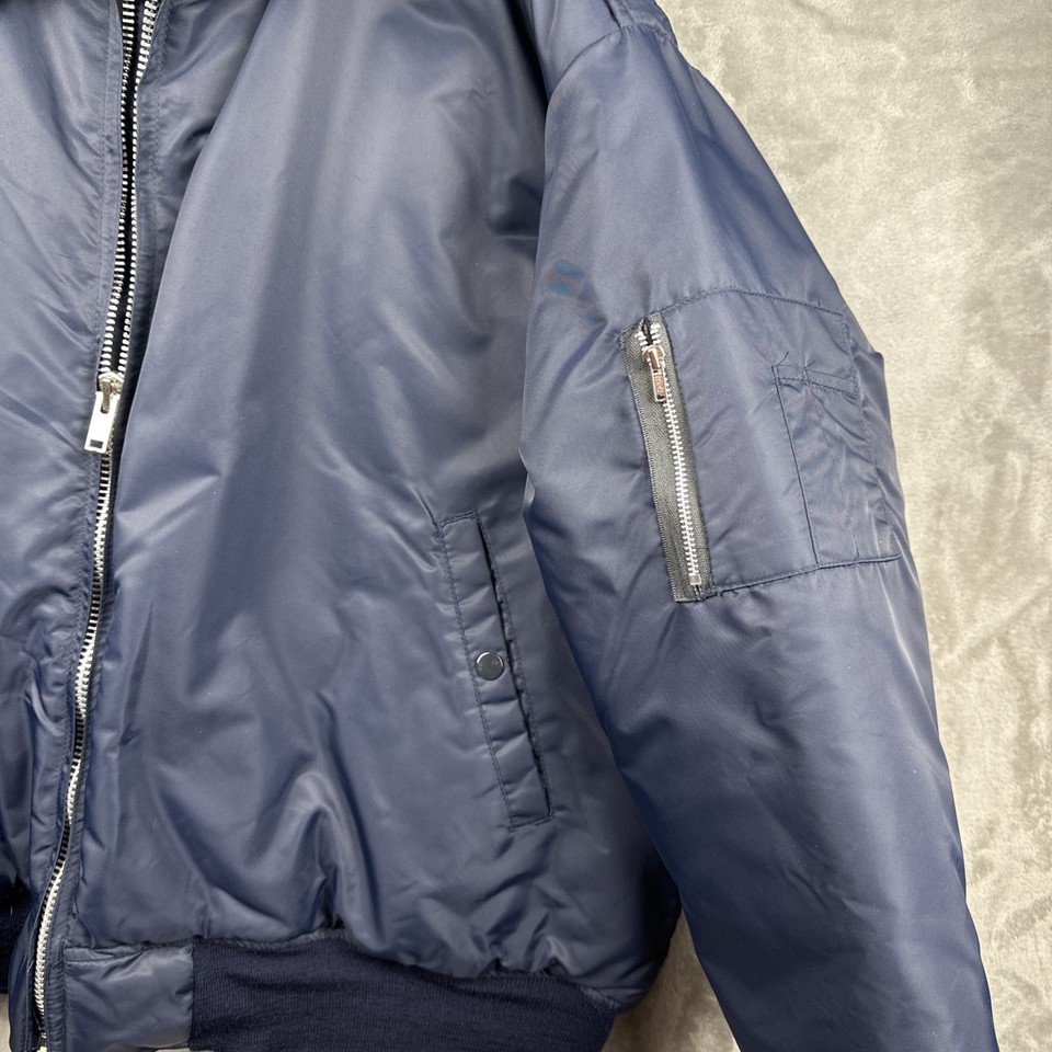 VTG Timber King Military Flight Jacket Mens XL Blue Nylon Quilted Made ...