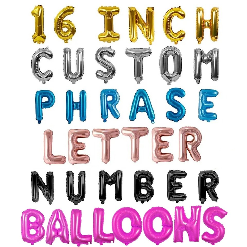 16" Letters Foil Balloons Custom Name Age Name Birthday Party ...