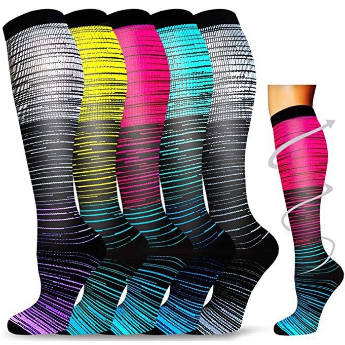 5 Pairs Compression Graduated Support Crew Mens Womens S/M-L/XL 15 ...