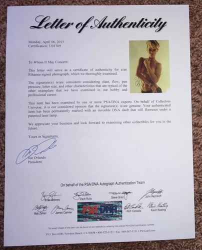 Rihanna TRISTAR PSA/DNA COA PSA Signed Autograph Autographed 11x14 ...