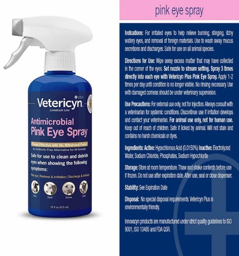 Pink Eye Spray by Vetericyn | for All Animals to Relieve Redness,... | eBay