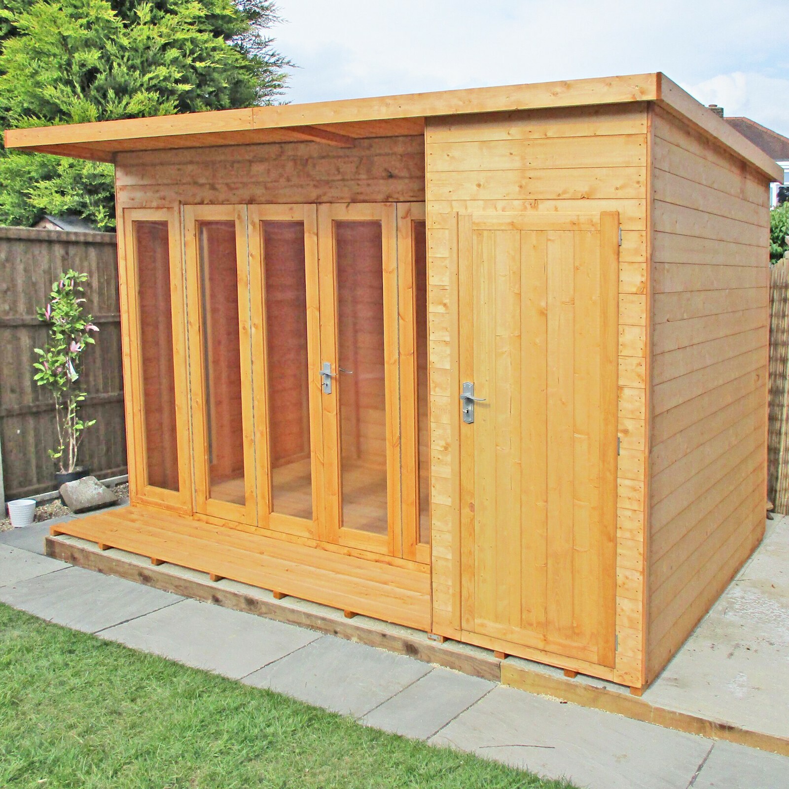 SUMMERHOUSE GARDEN OFFICE SUN ROOM WOODEN OUTDOOR STORAGE SHED 8ft x ...