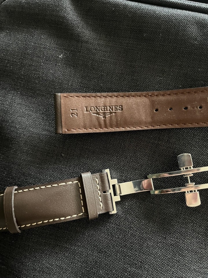 Longines brown leather watch strap 21mm on butterfly clasp | eBay