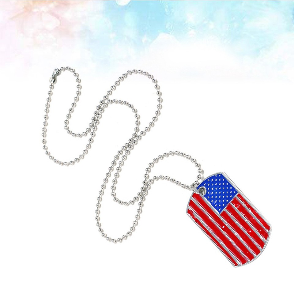 Fashion USA American Flag Necklace Hanging Pendant Dog Pendant Torque ...