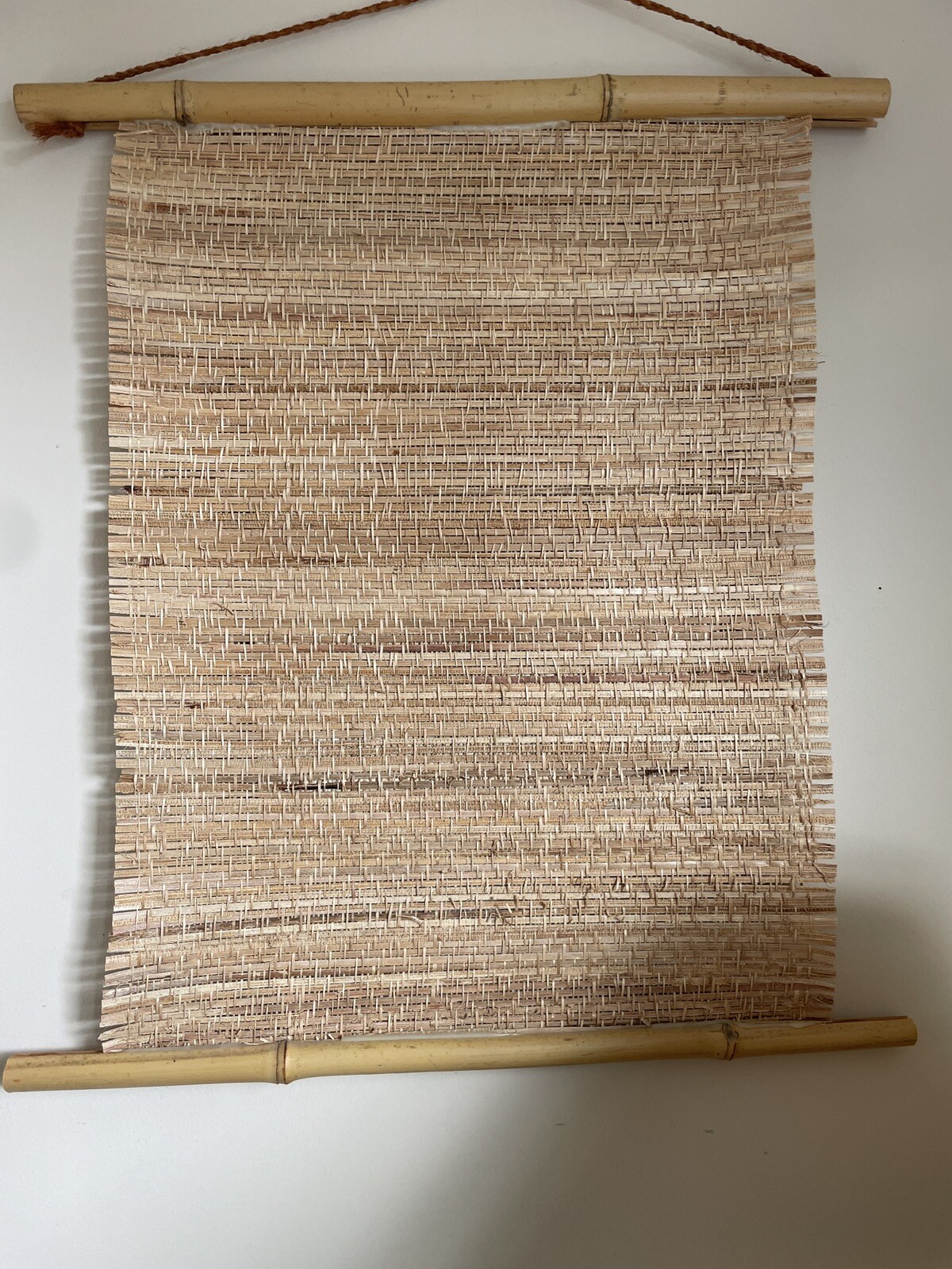Vintage tapa cloth mounted on hand made weaved backing with bamboo ...