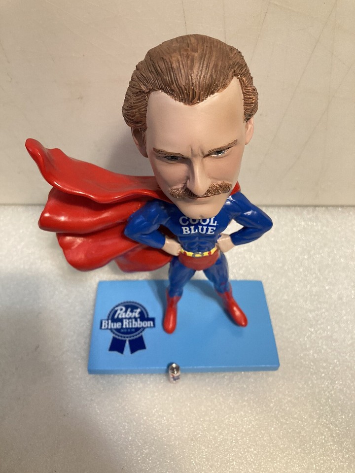 PABST BLUE RIBBON PBR COOL BLUE SUPERMAN MINI STATUE/BOBBLE-HEAD NODDER ...