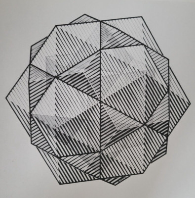 FOUR REGULAR SOLIDS (Stereometric Figure 1961) by M C Escher 11x7.75 ...