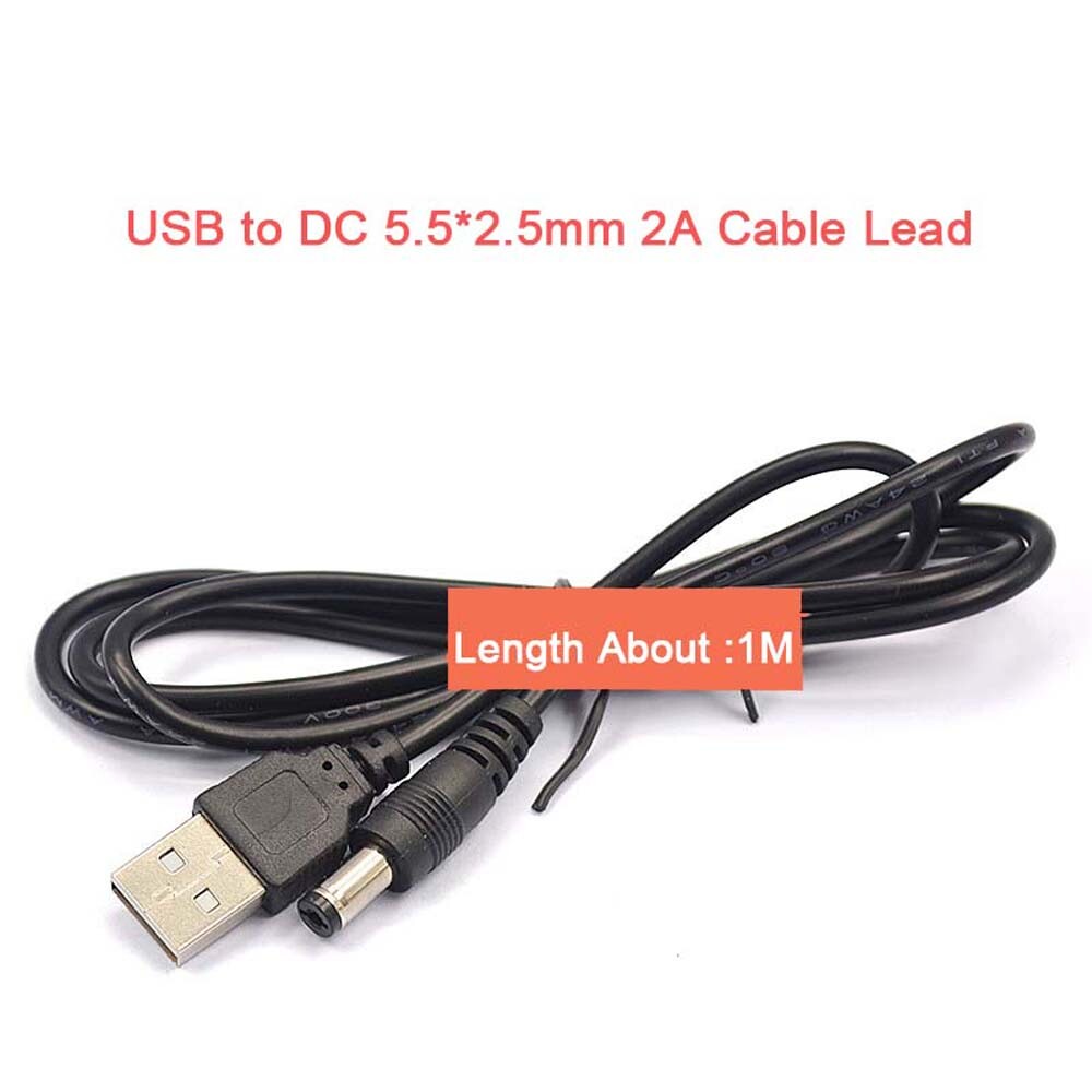 USB to DC 2.0mm-5.5mm Adapter Cable Lead Barrel Jack Power Charger Plug ...