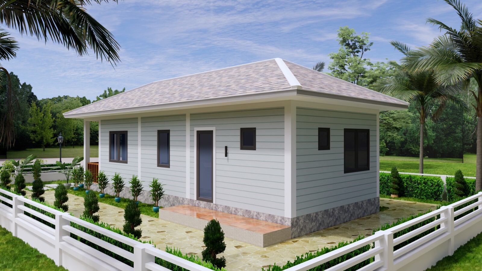 15x40 Feet Small House 4.5x12 Meter 2 Beds 1 Bath Hip Roof PDF & (A4 ...