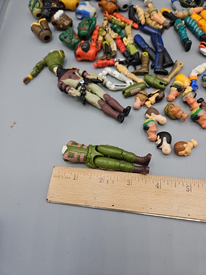 Vintage Gi Joe Action Figure Parts Lot Heads Legs Bust Bodies ARAH 3.75 ...