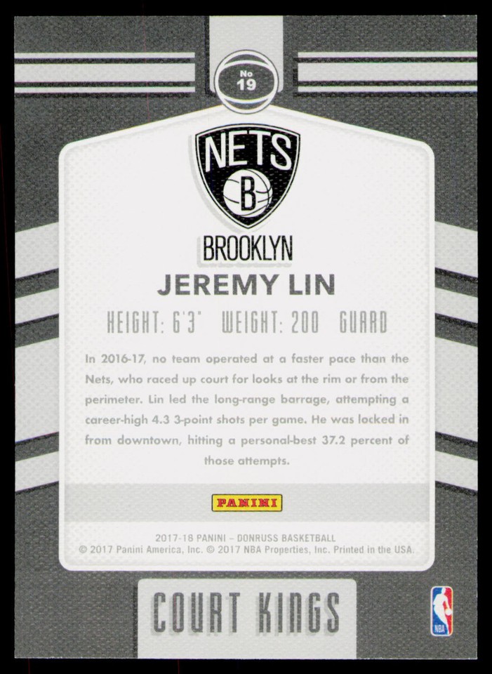 2017-18 Donruss #19 Jeremy Lin Court Kings Brooklyn Nets Card | eBay