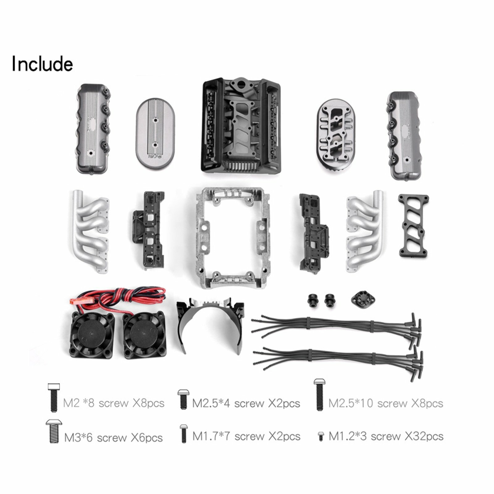 Simulation F76 GRC V8 Engine Motor Fan Radiator Kits For 1/10 RC ...