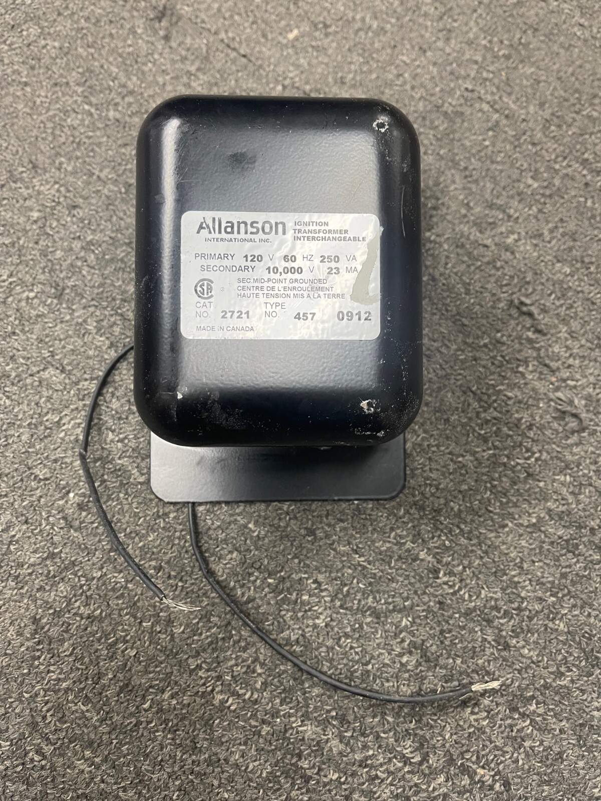 Allanson Ignition Transformer Cat. 2721 Type 457 Primary 120V Sec. 10 ...