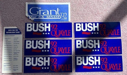 6 Vintage Bush Quayle Bumper Stickers Republican GOP George HW Dan ...