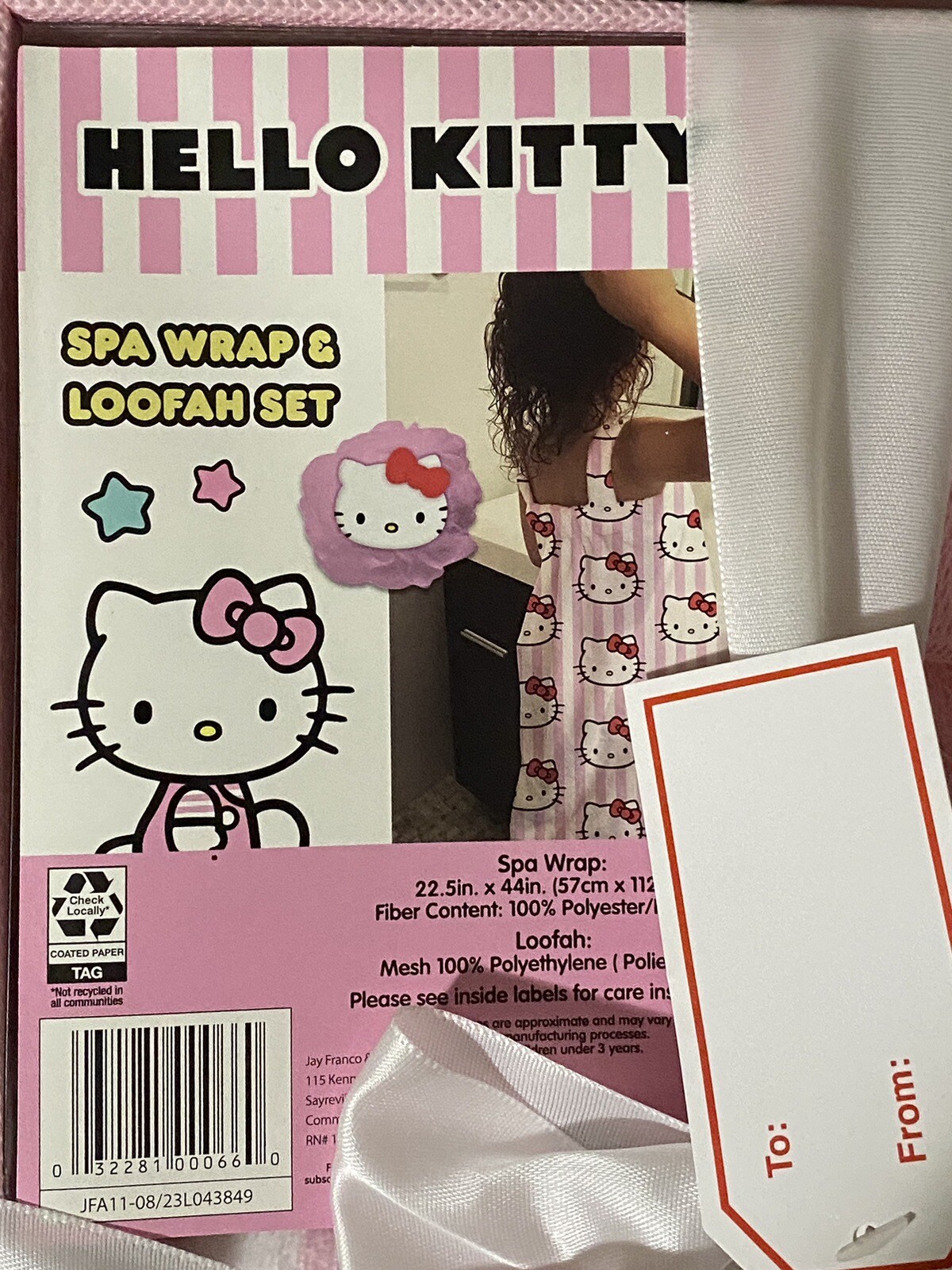 Hello Kitty Spa Wrap & Loofah Set Pink White Sanrio New in Box | eBay