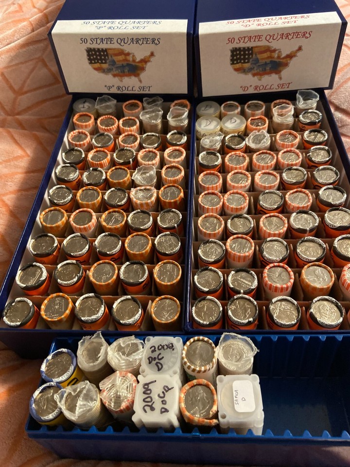 COMPLETE 56 ROLL SET (P or D) 1999-2009 STATEHOOD QUARTERS IN STORAGE ...