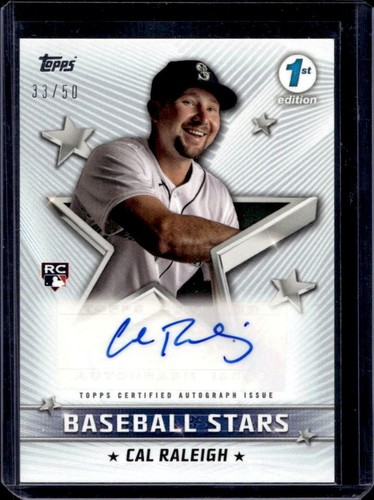 2022 Topps 1st Edition Cal Raleigh Baseball Stars Auto RC Rookie #/50 ...