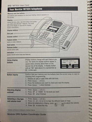 Nortel Norstar DR5 Administrator Setup Phone User Guides / Manual | eBay