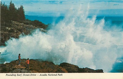 Ocean Drive Acadia National Park Maine ME pounding surf Postcard | eBay