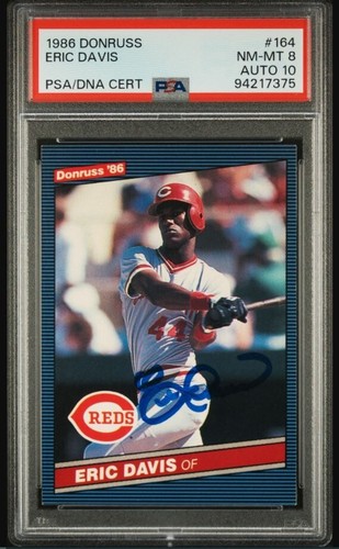 1986 Donruss Eric Davis Signed Baseball Card PSA 8 PSA/DNA 10 Certified ...