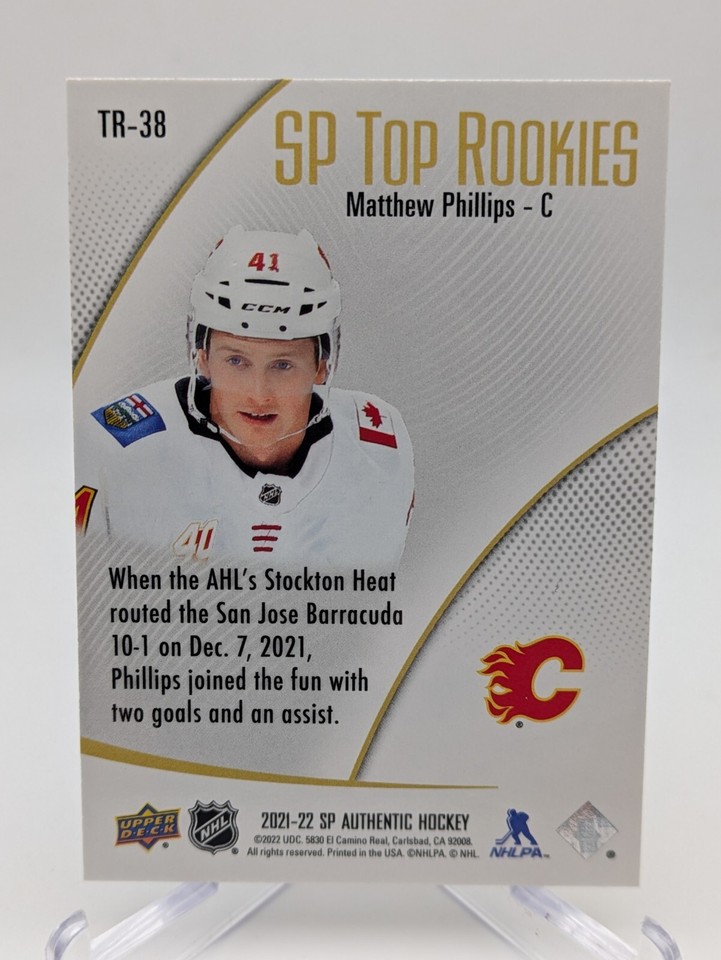 💥 2021-22 SP Authentic Matthew Phillips SP Top Rookies #TR-38 Calgary ...