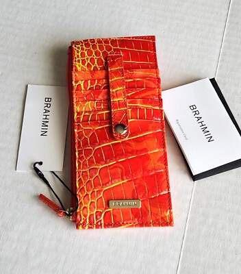 BRAHMIN SPICY ORANGE MELBOURNE LEATHER CREDIT CARD SLIM WALLET NWT | eBay