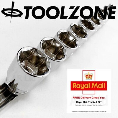 SAE Imperial SOCKET Set in AF on Rail with 1/2" Drive to 6 Point Hex ...