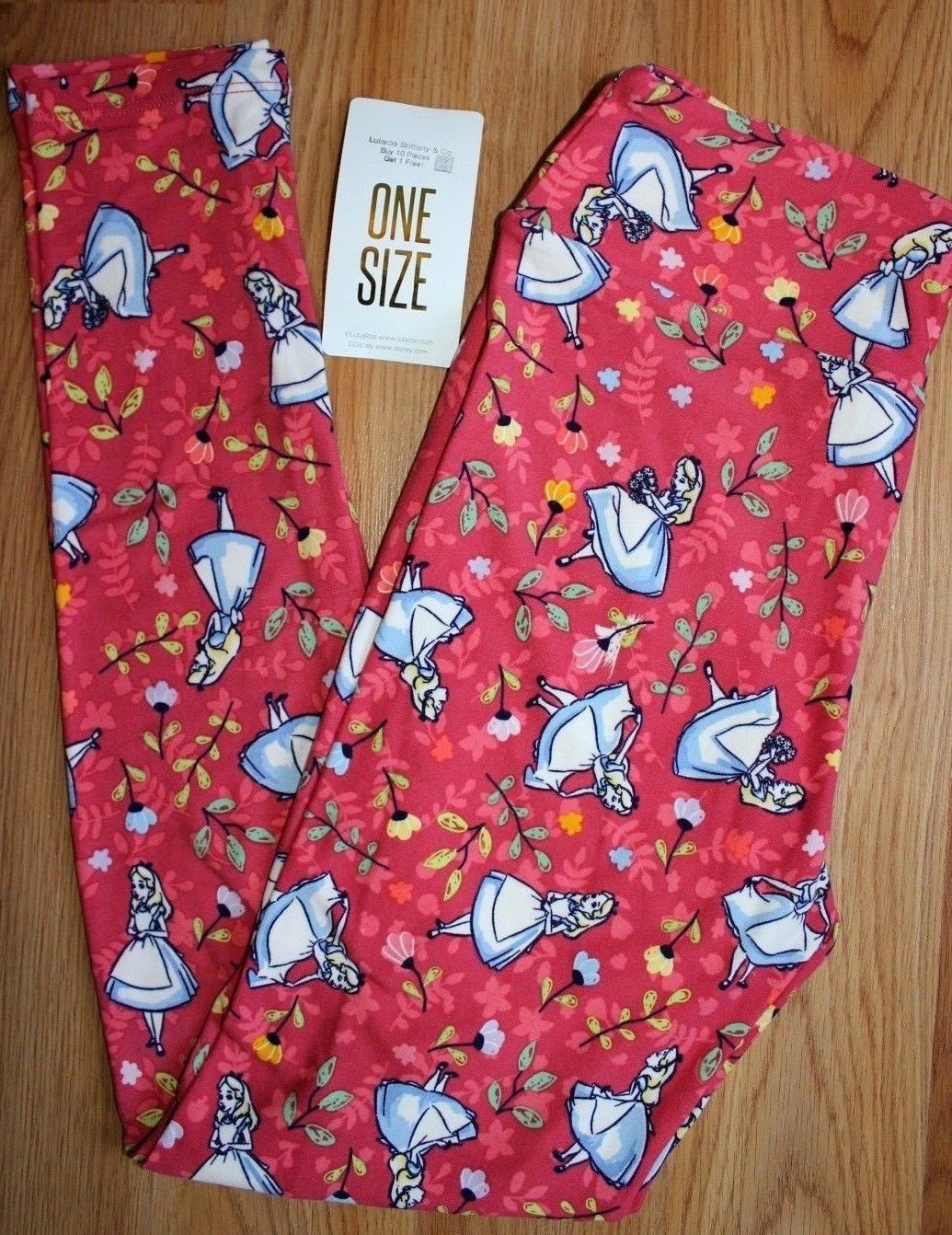 NWT LULAROE DISNEY PRINCESS OS LEGGINGS ALICE IN WONDERLAND FLORAL RED ...