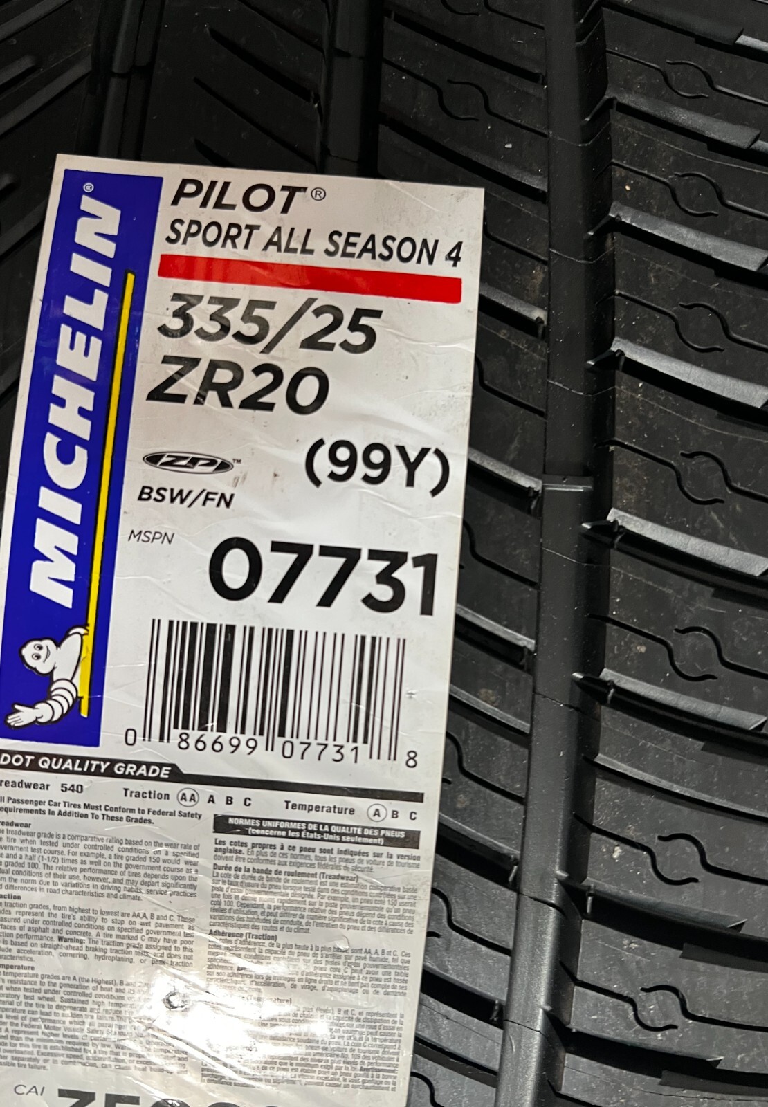 Michelin Pilot Sport AS 4 335/25ZR20 Tire for sale online | eBay
