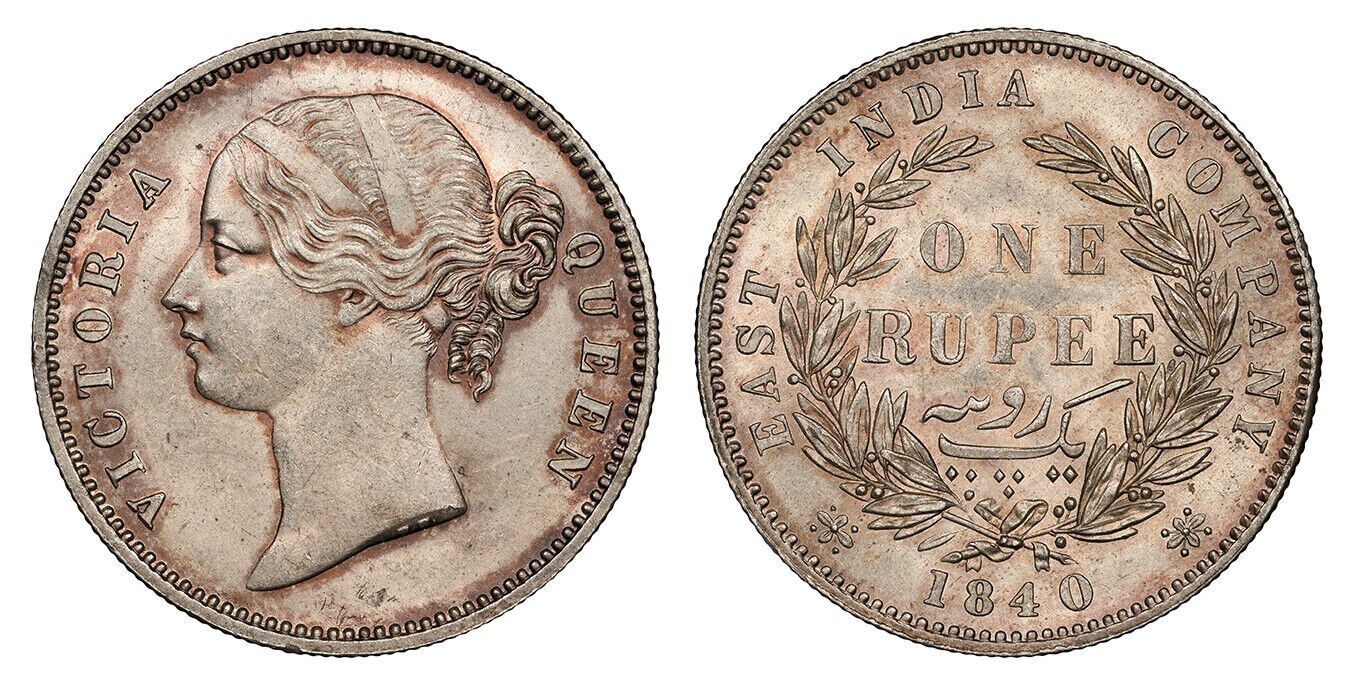 East India COMPANY RUPEE 1840 Queen Victoria ♛ Empress Money Silver ...