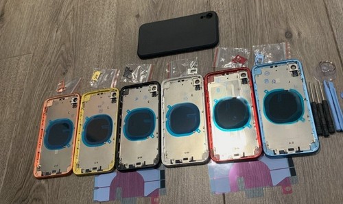 For iPhone XR Housing Metal Frame Glass Back Chassis Cover Replacement ...