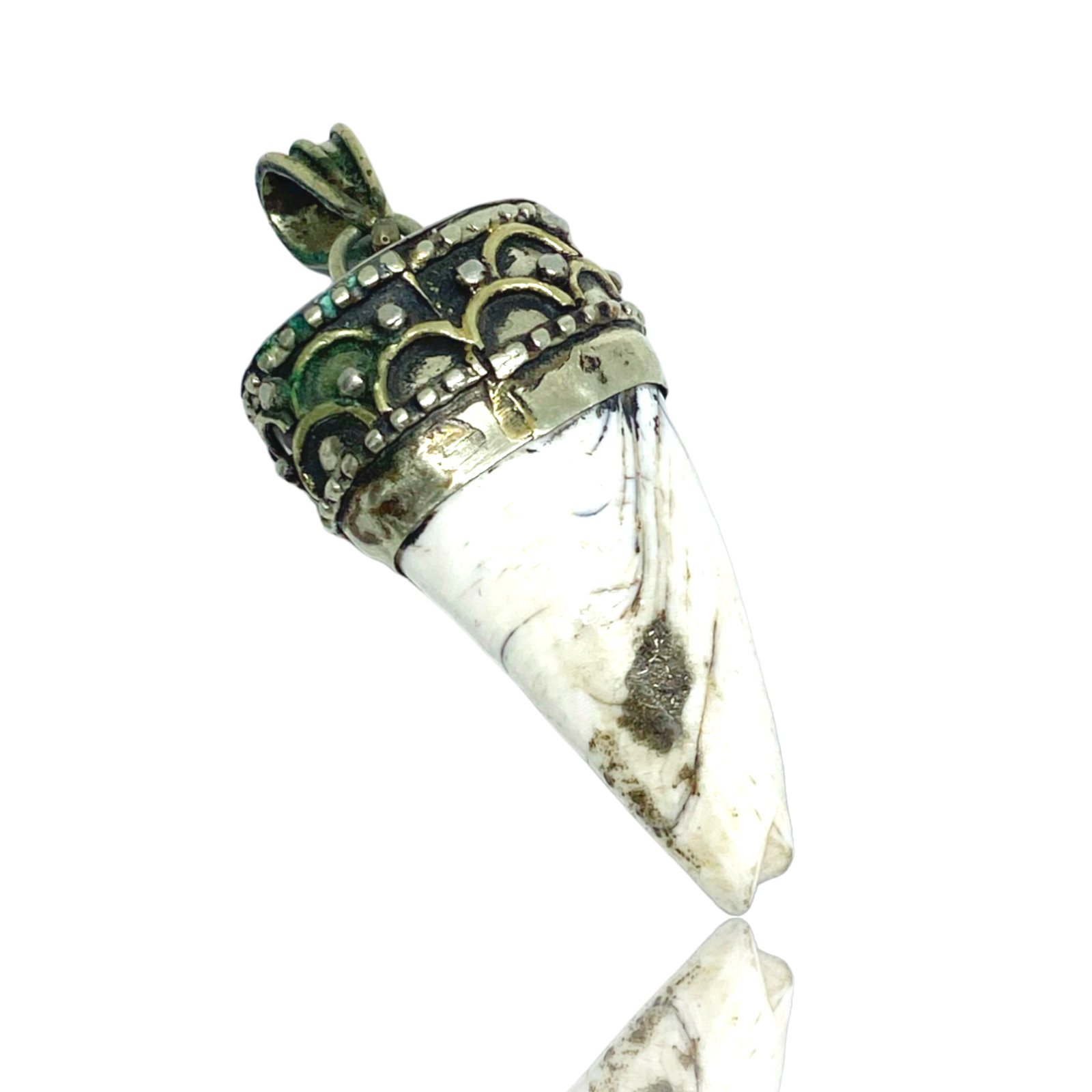 Tibetan Naga Conch Shell Horn Pendant - Ethnic Tribal Horn Tusk Tooth ...