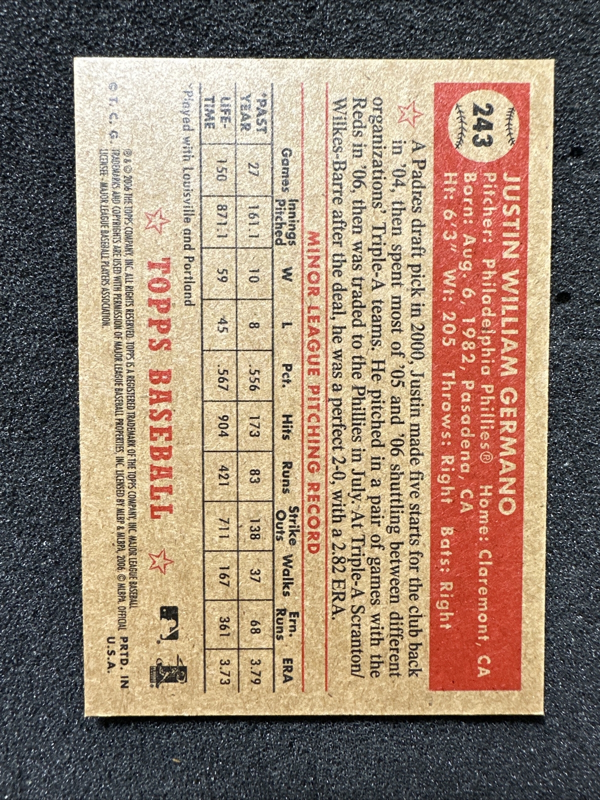 2006 Topps '52 - Justin Germano #243 for sale online | eBay