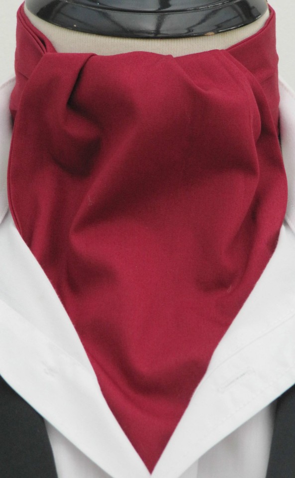 Plain Red Cravat 100% Cotton Ascot Cravat & Handkerchief-More Colours ...