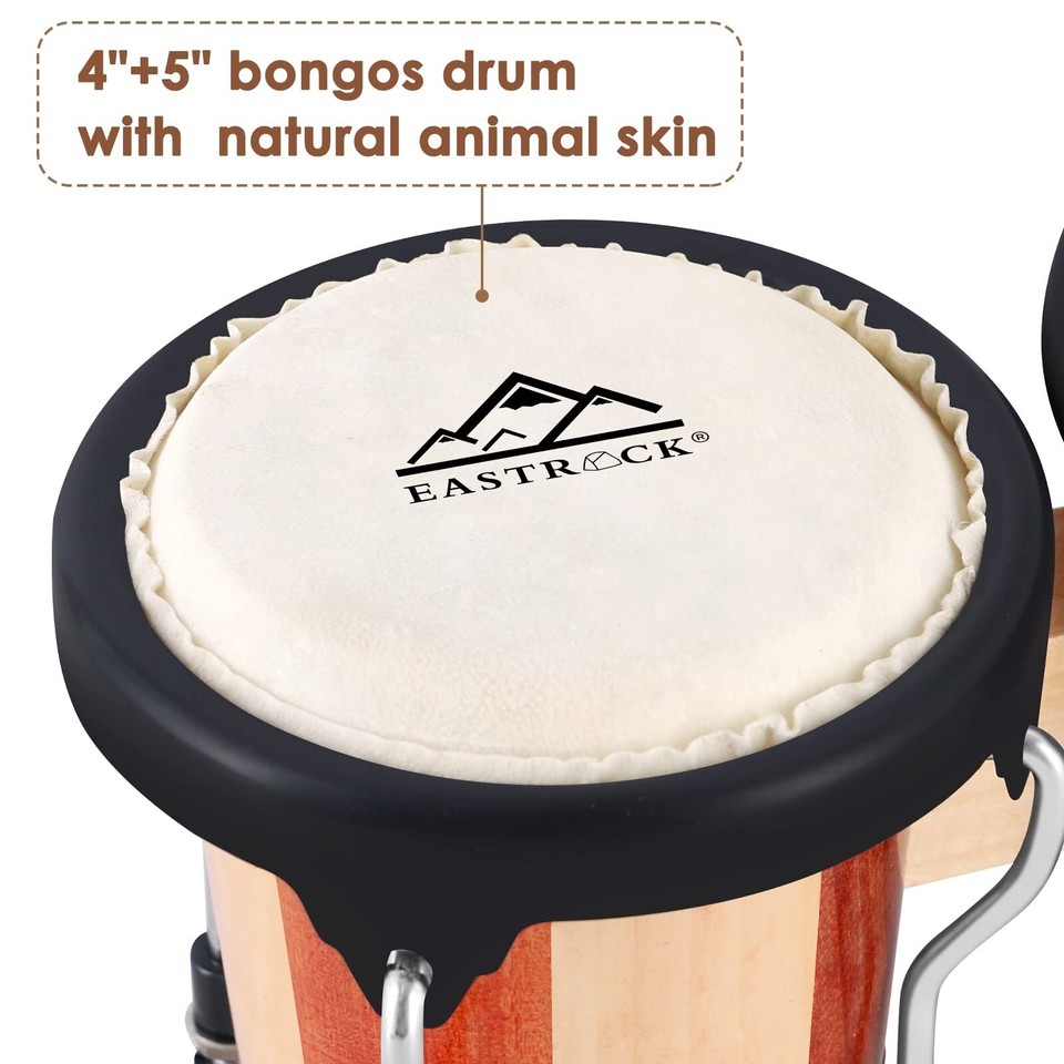 EastRock Bongo Drum 4” and 5” Bongos Drum Set for Adults Kids Beginners ...