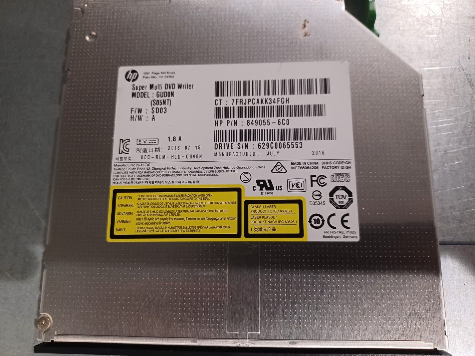 HP Multi DVD Writer Drive GUD0N GUD1N S05JH 762432-800 / 781416-001 ...