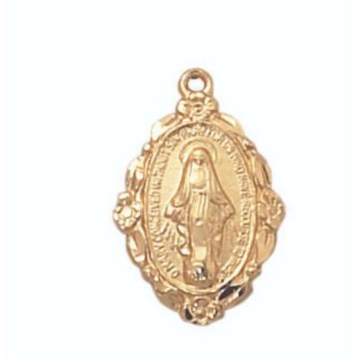 MRT 24K Gold Over Sterling Silver 3/4" Miraculous Mary Medal w 18"L ...
