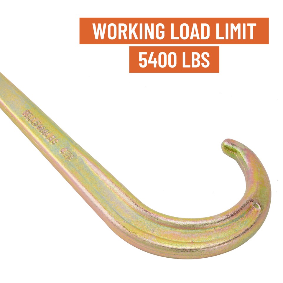 (2)15" Inch J Hook with Chain Link Tow Axle Strap Wrecker Clevis WLL ...