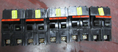 😃 5) FEDERAL PACIFIC 30A STAB-LOK CIRCUIT BREAKER 120/240 VAC 2 POLE ...