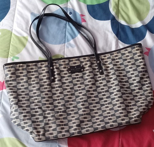 Kate Spade Tote Fashion quote print on lining XL geometric | eBay