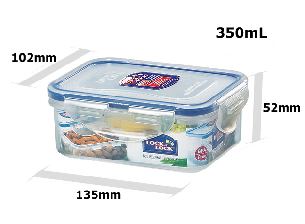 3Pcs Lock & Lock Classic Food Storage Plastic Container Set(350mL x3 ...