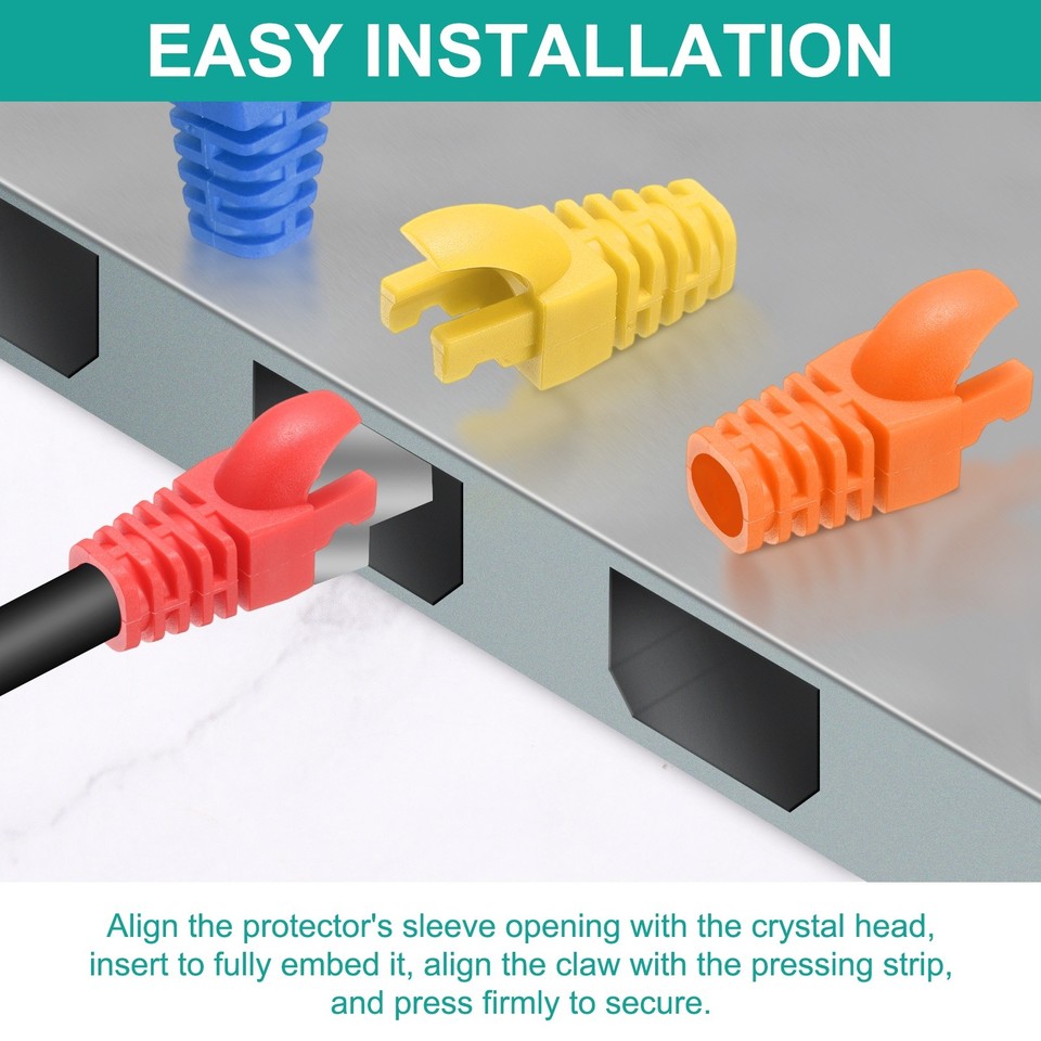 50Pcs RJ45 Plug Connector Cover Cat5 Cat5E Cat6 Cat7 Wire Guard Sleeves ...