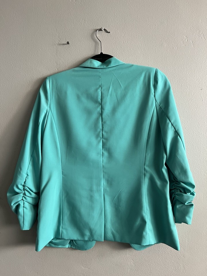 Women's Free Hug Nordstrom Soft Open Front Blazer Jacket Turquoise ...