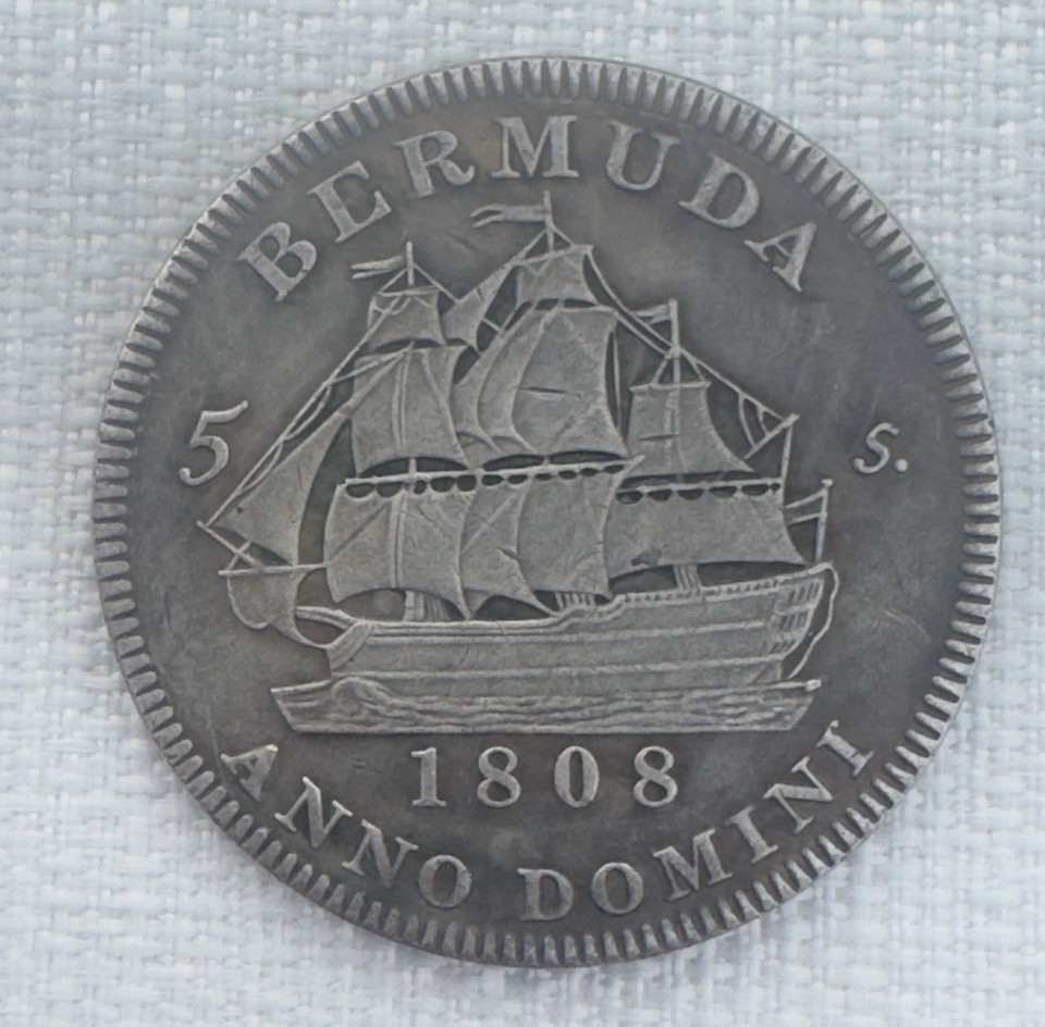 1808 Bermuda Large Nickel Fantasy 5 Shillings Pattern Sailing Ship ...