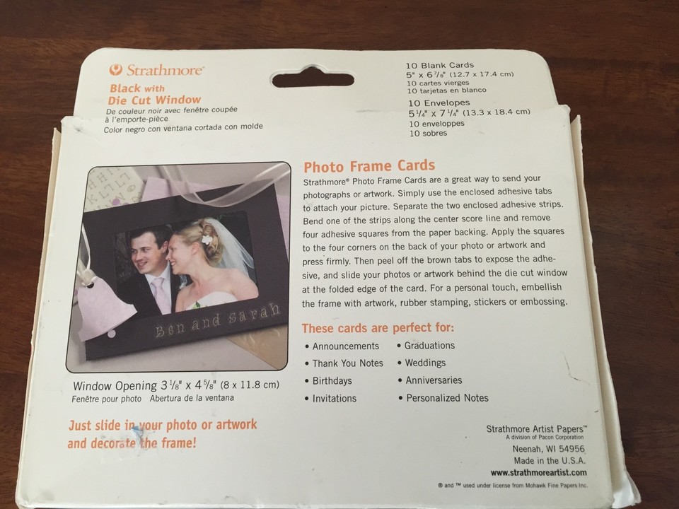 Strathmore Photo Frame Cards 10-Pack Black To Create Your Own Cards New ...